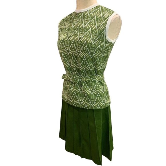 Unbranded | Skirts | 96s Vntage Polyester Skirt Outfit Green White ...